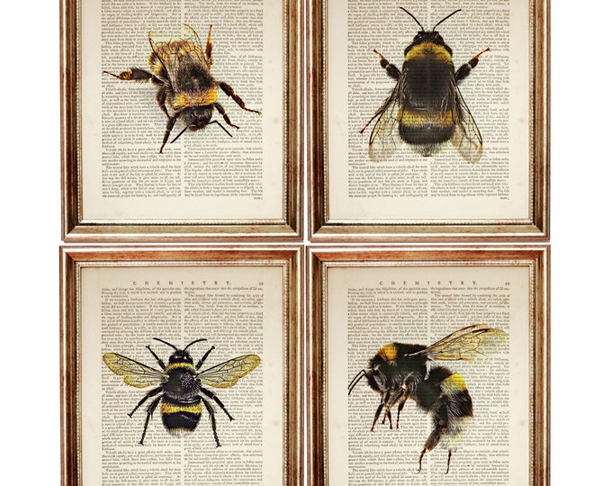 Bumblebee Art Print - Gold Foil Print - Insect Poster - Nursery Art ...