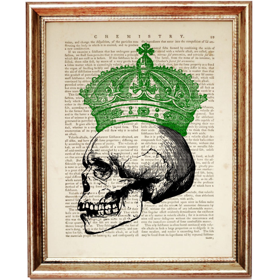 Skull With Crown Art Print, Anatomical Vintage Dictionary Page Wall ...
