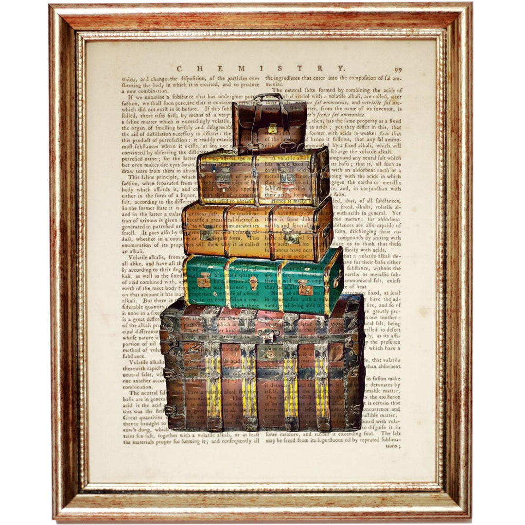 Luggage Set Wall Art, Luggage Wall Decor, Suitcase Poster, Vintage ...