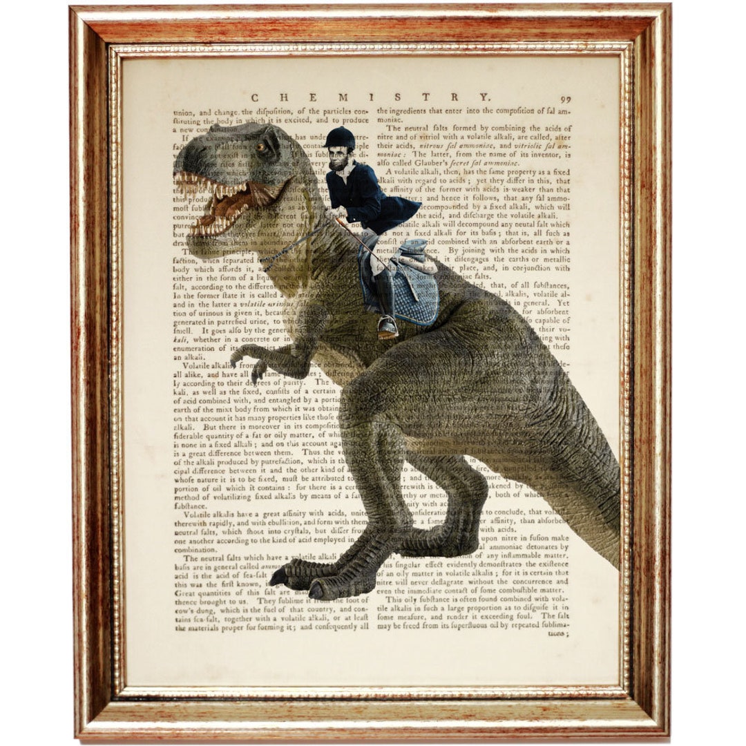 Dinosaur Wall Decor, Man Riding Dinosaur Wall Art, Funny Animal ...