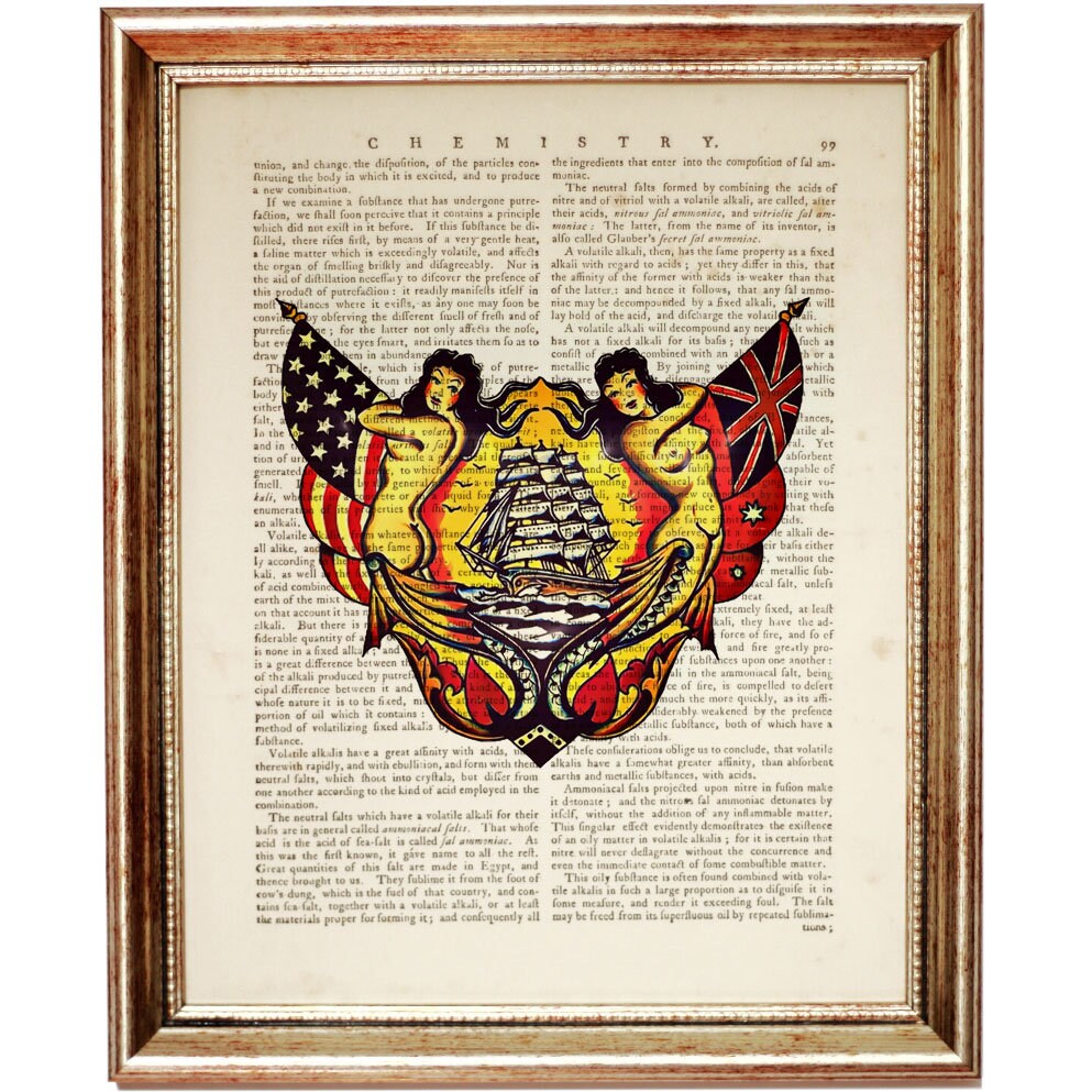 Sailor Jerry Print, Set of 6 Prints, Sailor Jerry Dictionary Art Print ...
