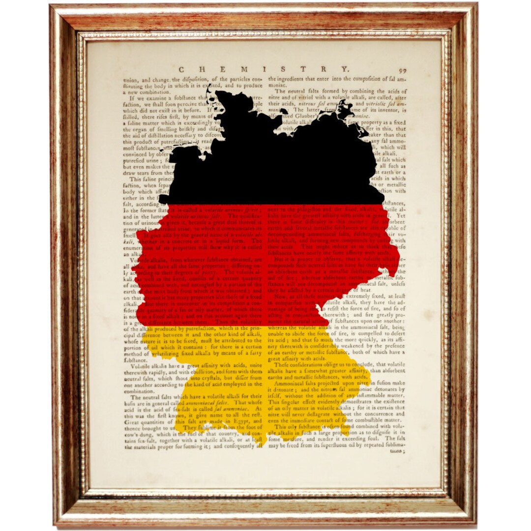 Germany Map Art Print, German Flag Vintage Dictionary Page, Patriotic ...