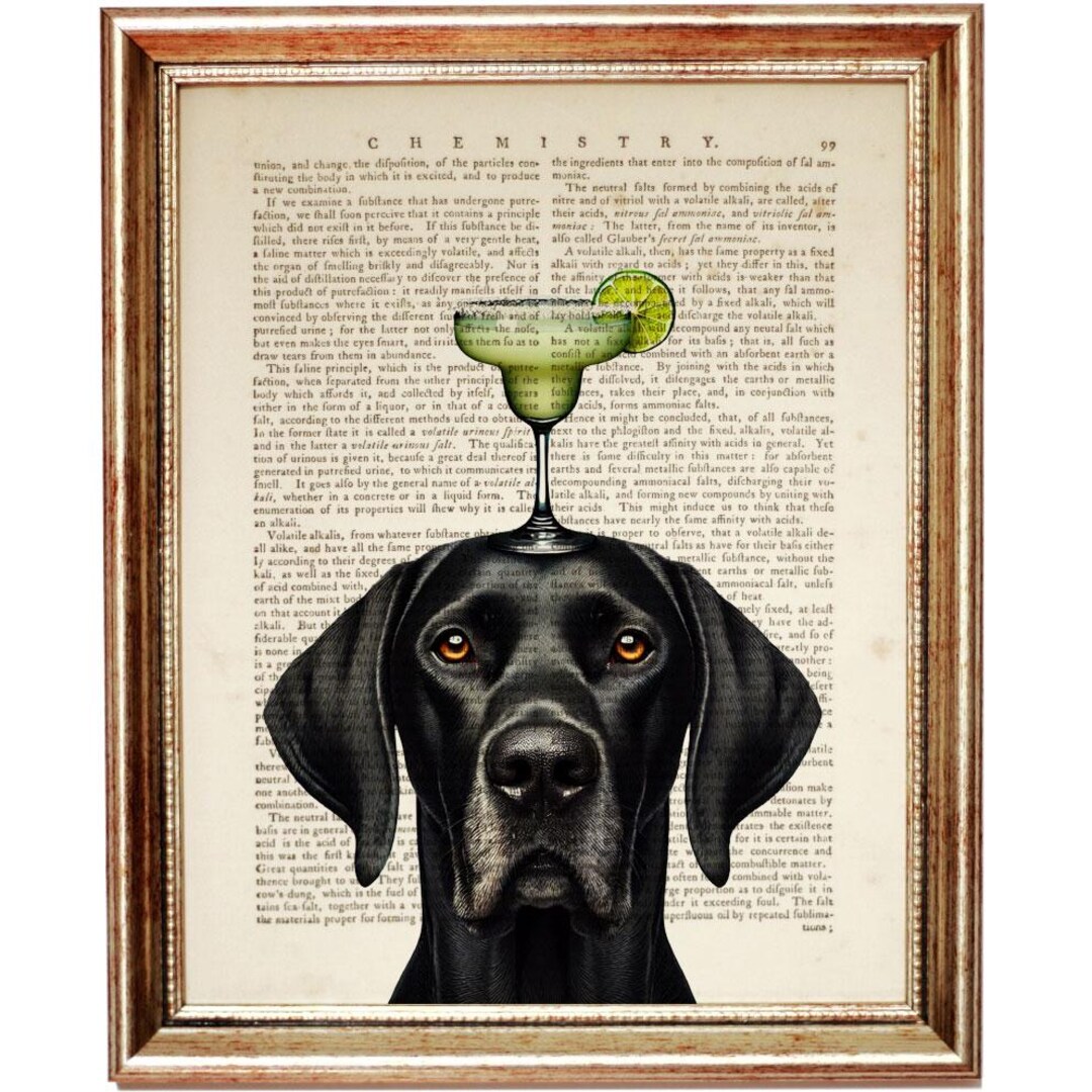 Christmas Gifts, Black German Shorthaired Pointer With Margarita Glass ...