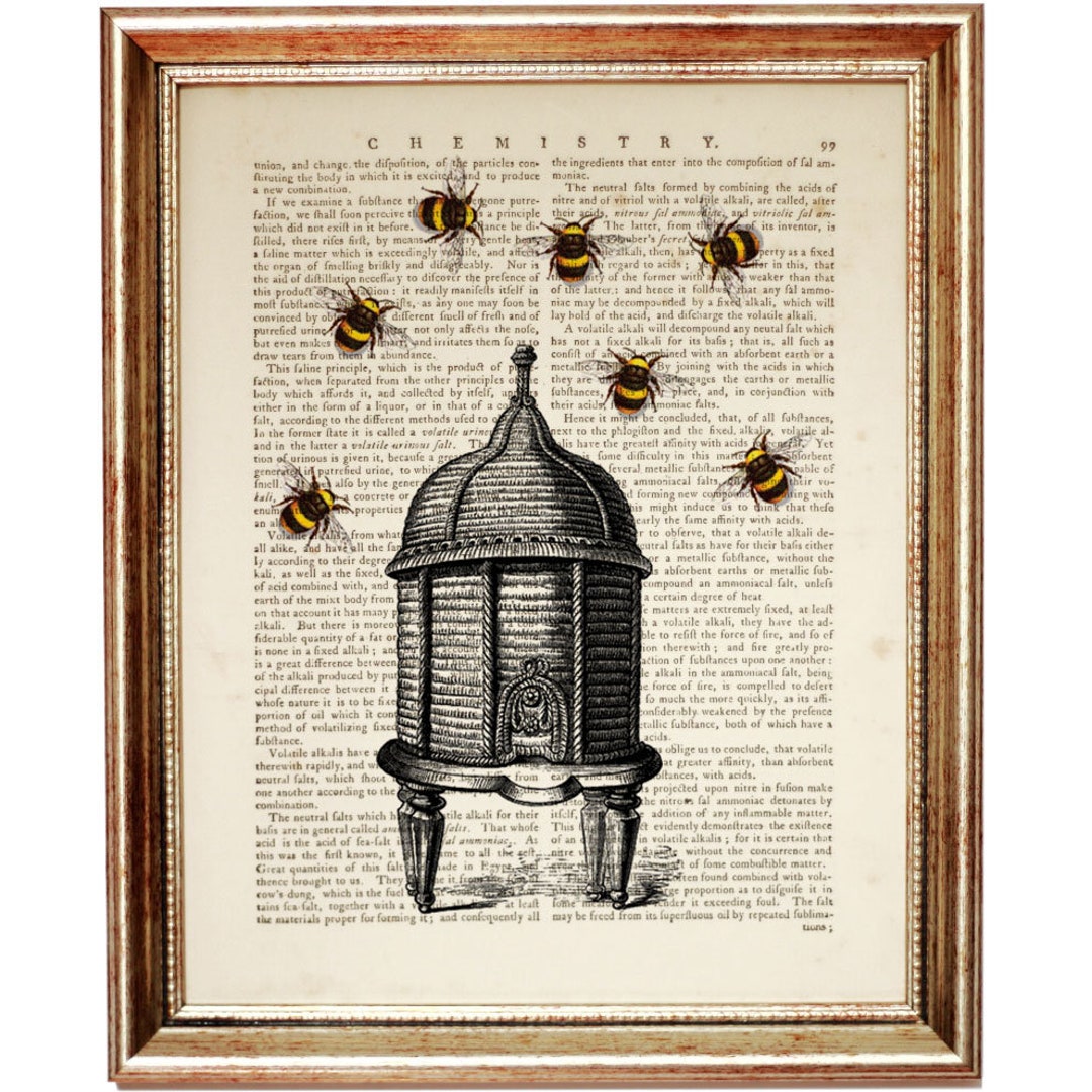 Beehive With Bees Wall Art, Beehive Dictionary Art Print, Beehive Wall ...