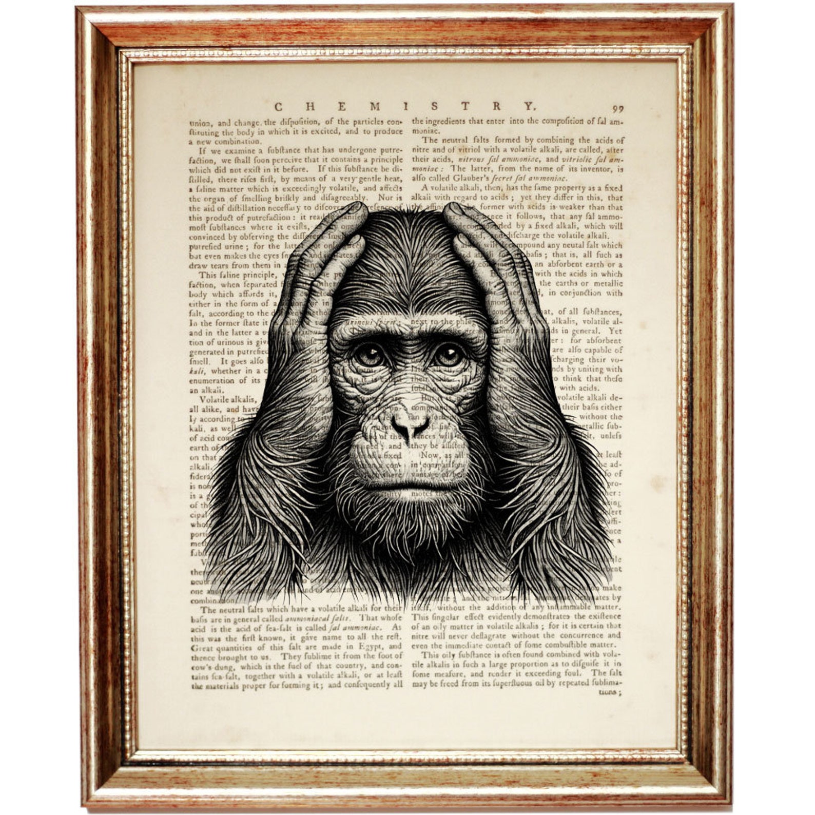 Three Wise Monkeys Dictionary Art Print Set, See No Evil, Hear No Evil ...