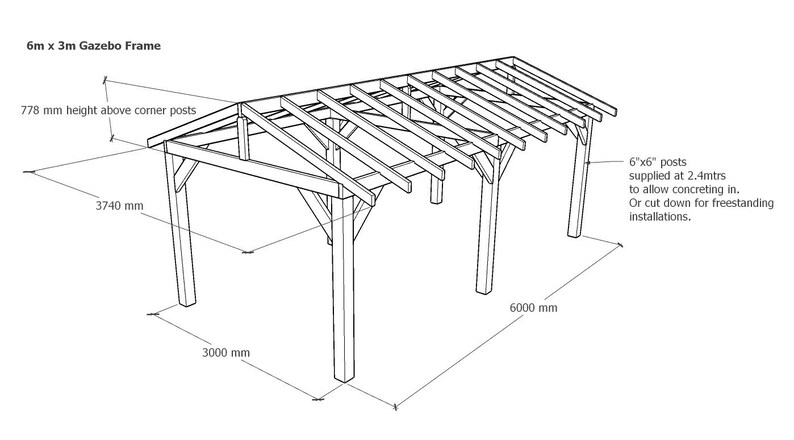 6m X 3m Timber Gazebo Wooden Garden Gazebo Shelter Kit - Etsy UK