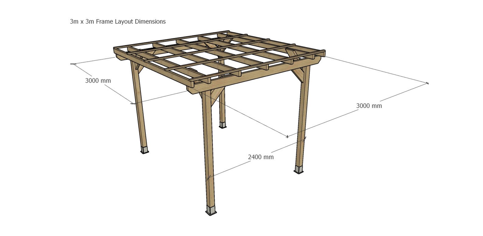 3m X 3m Wooden Pergola DIY Kit Pressure Treated Wood - Etsy UK