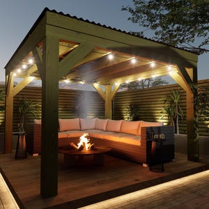 Chunky Wooden Box Pergola With Black Roof | Wychwood Black - Etsy UK