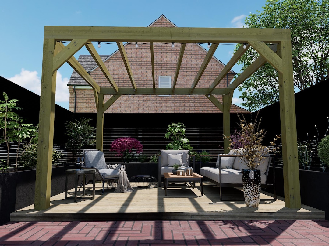 Chunky Wooden Box Pergola Kits - Etsy UK