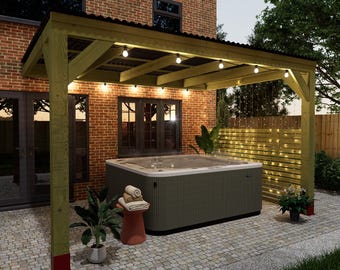 Chunky Wooden Box Pergola With Black Roof | Wychwood Black - Etsy UK