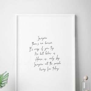 Imagine John Lennon Lyrics Printable, John Lennon Lyrics Poster ...