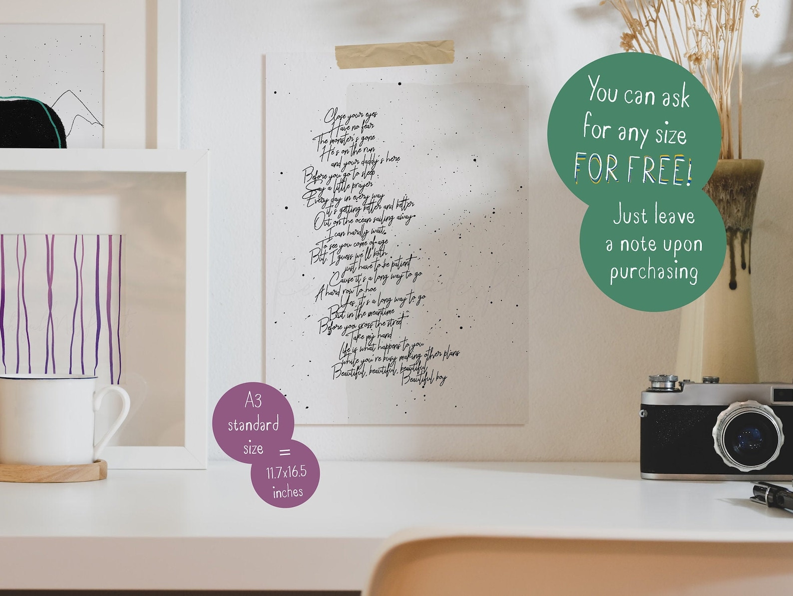 Beautiful Boy John Lennon Lyrics Printable John Lennon Lyrics | Etsy