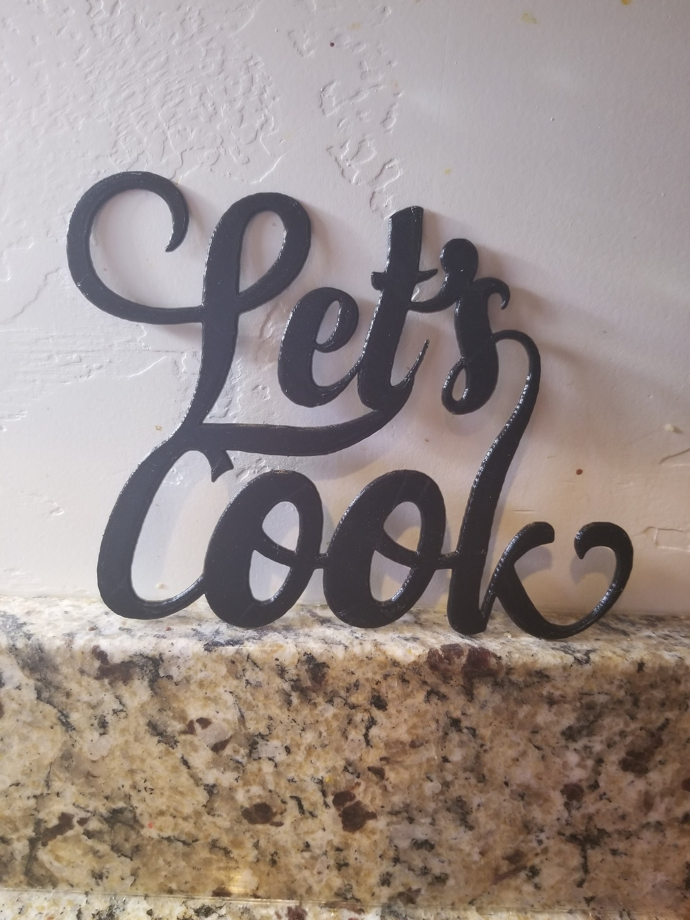 Cute Lets Cook Cursive Word Art - Beautiful Decorative Accent 3d ...