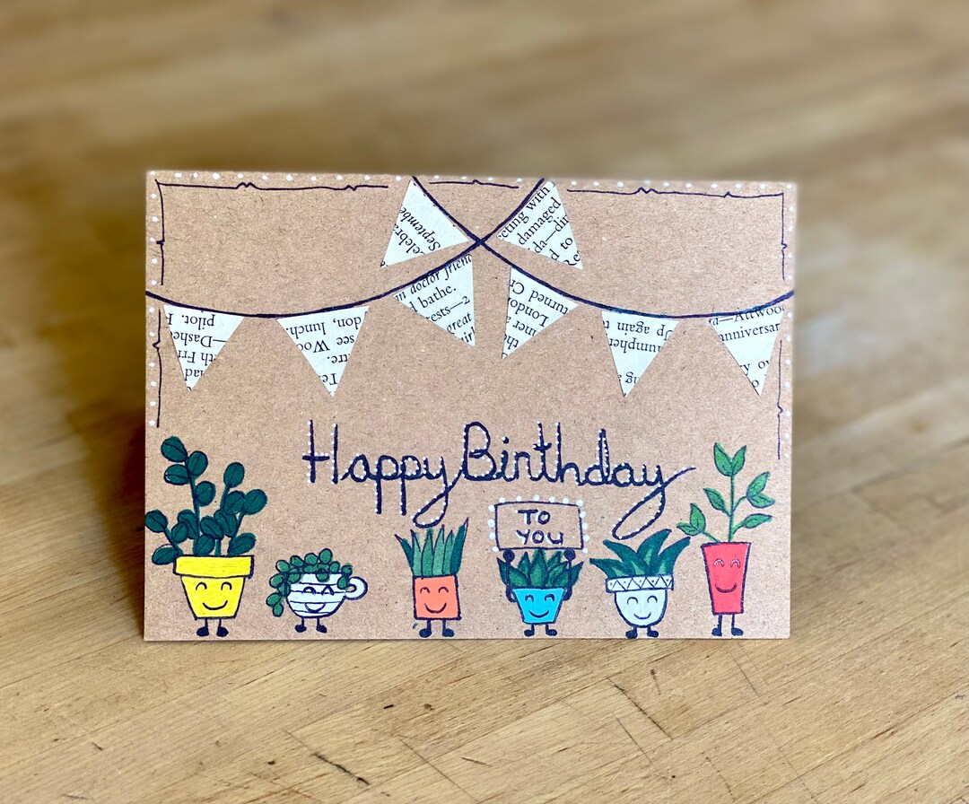 Handmade Eco-friendly Birthday Succulent Plant Card Hand - Etsy