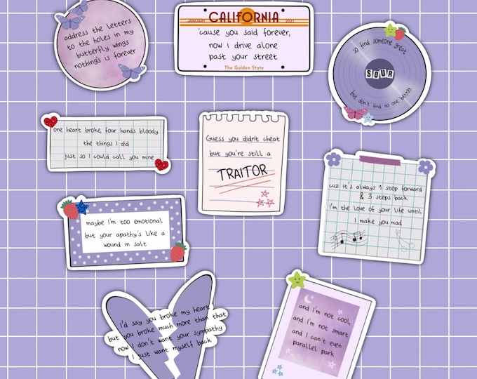 OLIVIA RODRIGO Stickers Sour Inspired Sticker Pack Drivers License ...