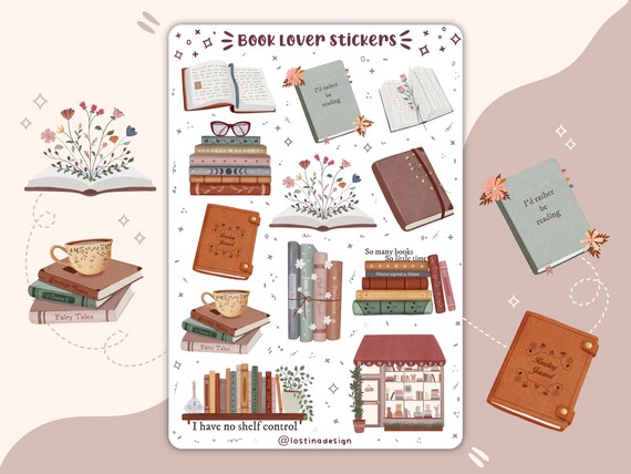 Bookish Stickers Stickers for Book Lovers Bookworm Stickers Scrapbook ...