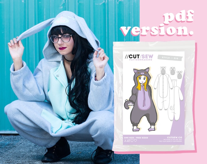 Beginner PDF Cosplay Kigurumi Japanese Adult Onesie Sewing Pattern Plus ...