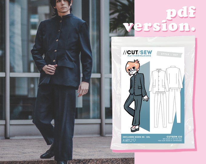 Beginner PDF Cosplay Gakuran Japanese Adult School Uniform Sewing ...