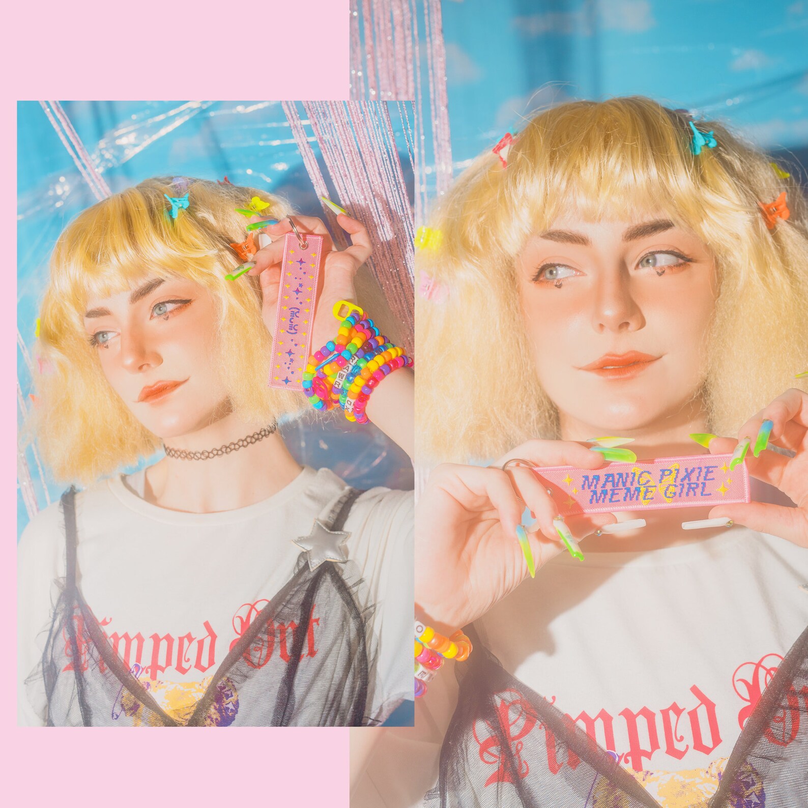 Manic Pixie Meme Girl Kawaii Anime Y2K Aesthetic Pastel Glitter Flight ...