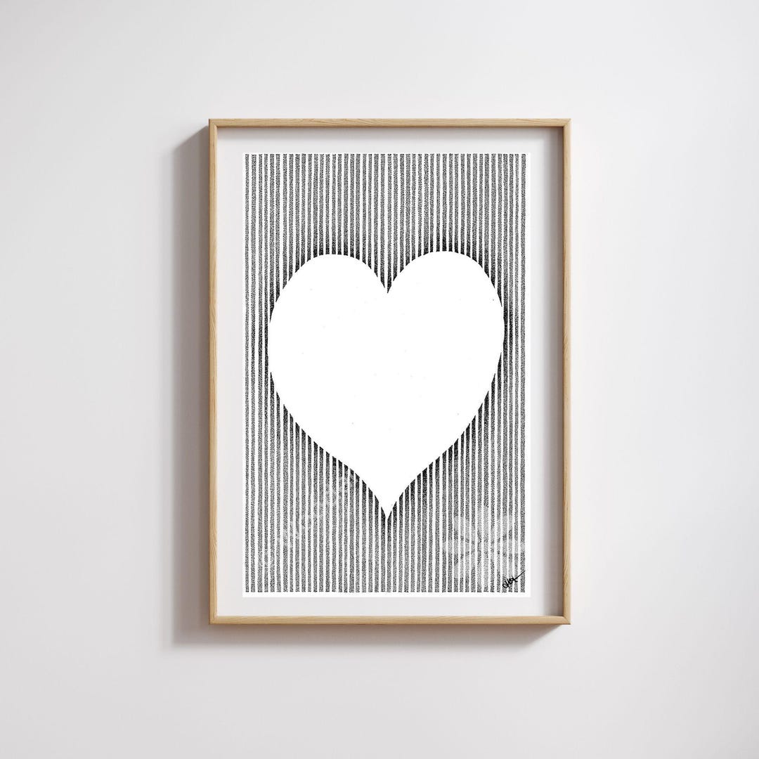 A5 Heart Art Print, Heart Picture, Heart Print, Heart Wall Art, Dot Art ...