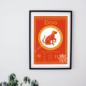 A4 Year of the Dog Art Print, Year of the Dog Wall Art, Dot Art, Year ...