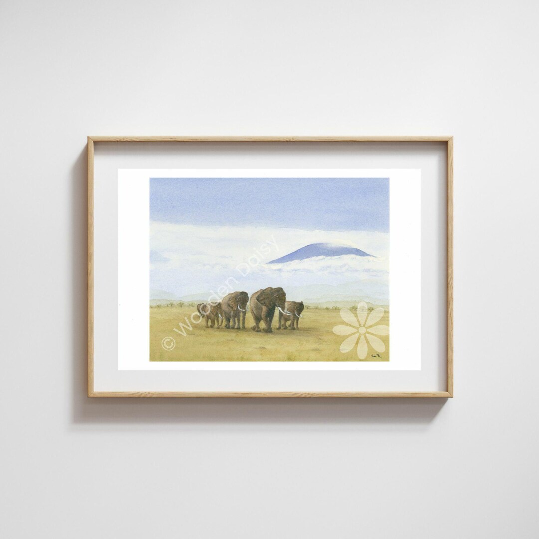 A4 Elephants Art Print, Elephants Picture, Elephants Print, Elephants ...