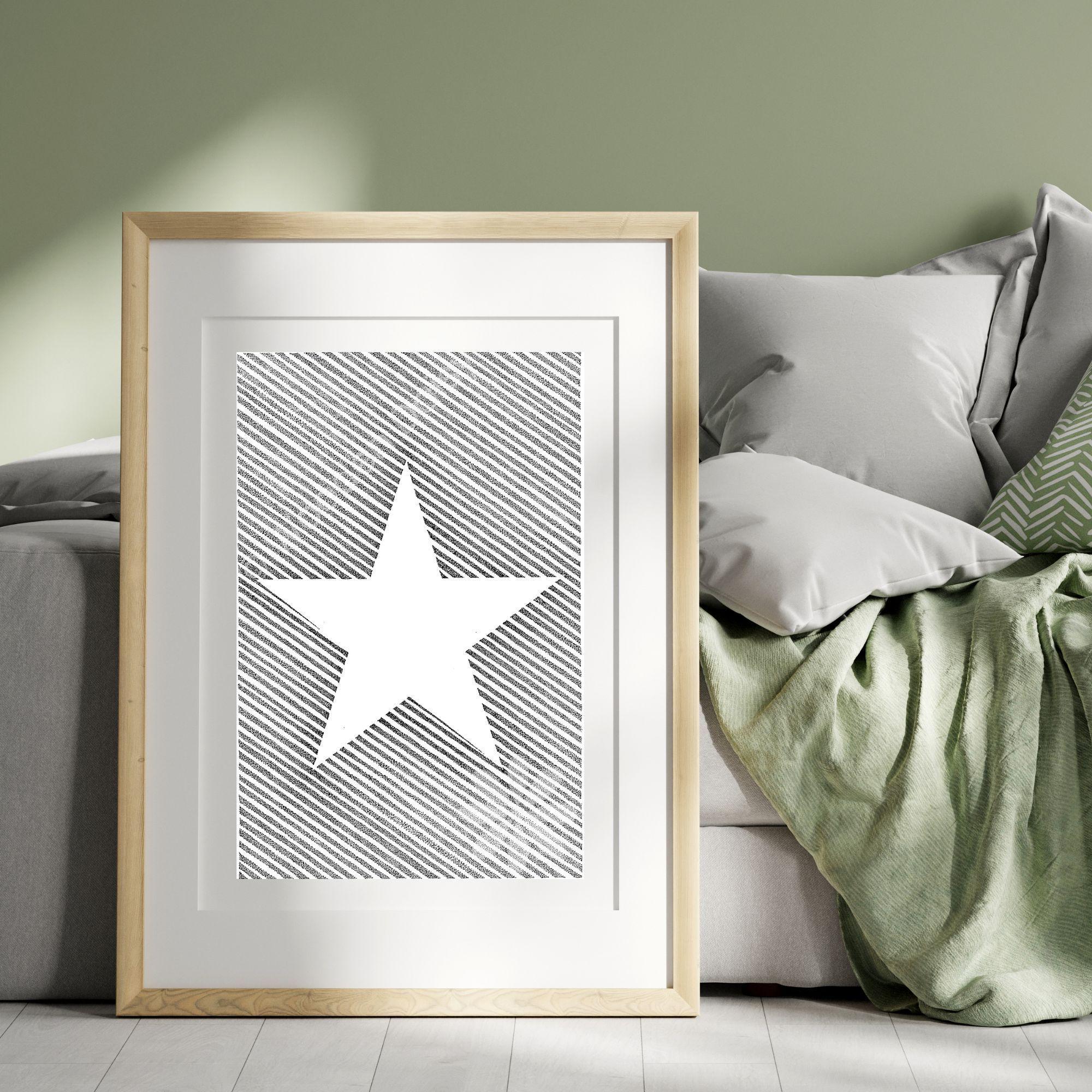 A4 Star Art Print, Star Picture, Star Print, Star Wall Art, Dot Art ...