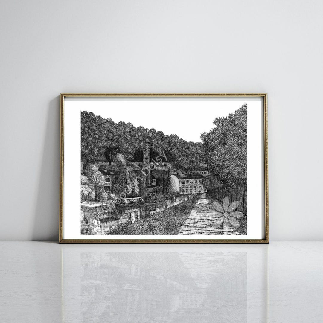 A4 Hebden Bridge Canal Art Print, Hebden Bridge Picture, Hebden Bridge ...