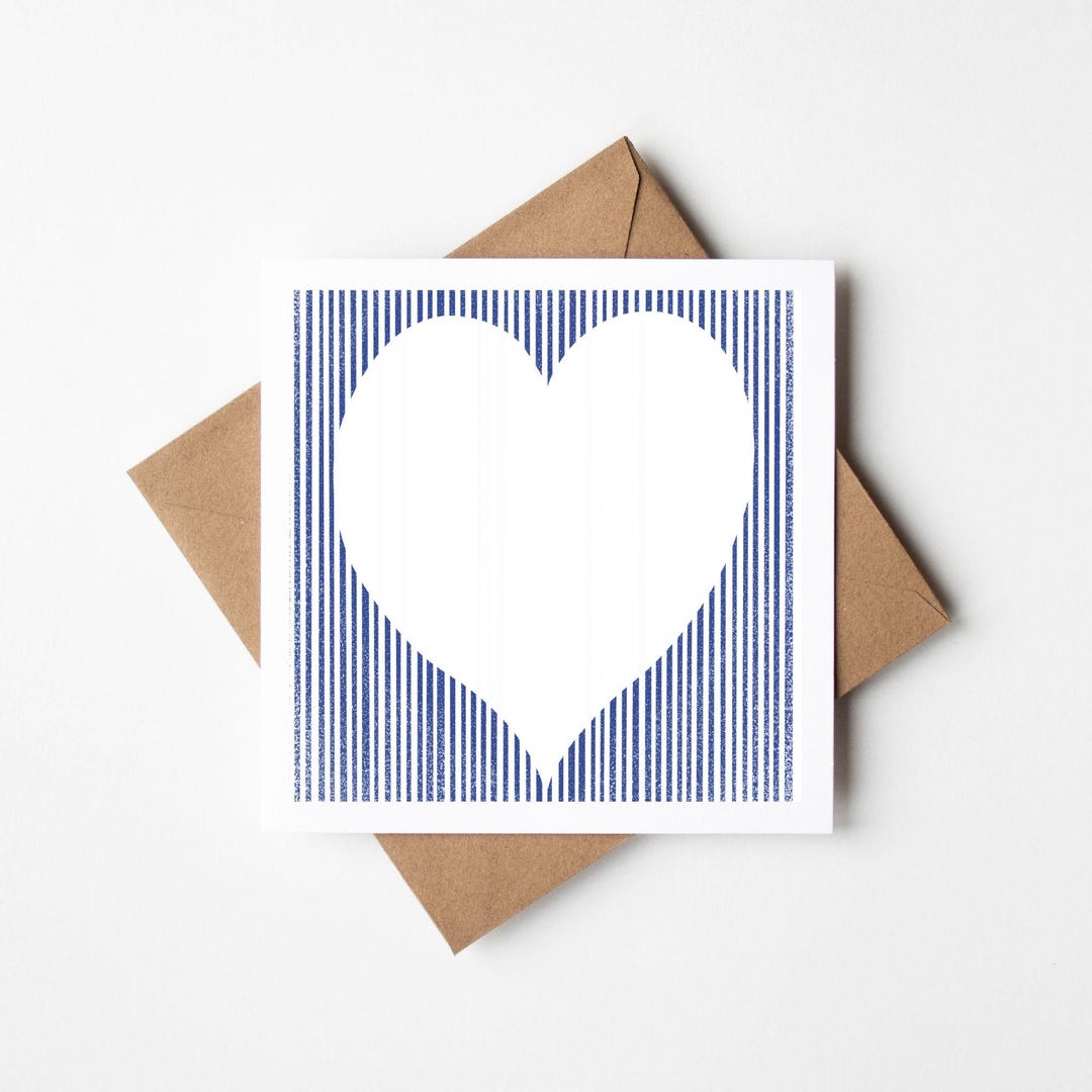 Heart Card in Blue, Pointillism Art, Anniversary, Valentine's - Etsy