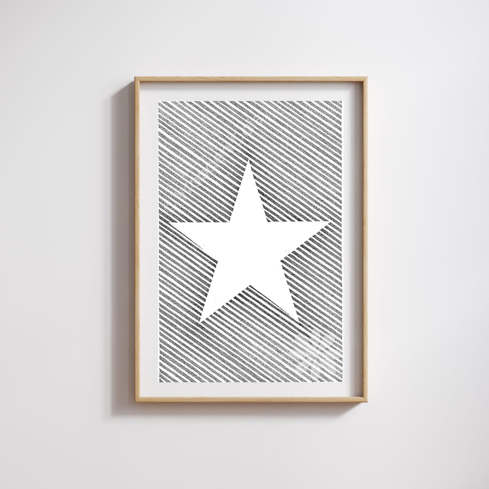 A4 Star Art Print, Star Picture, Star Print, Star Wall Art, Dot Art ...