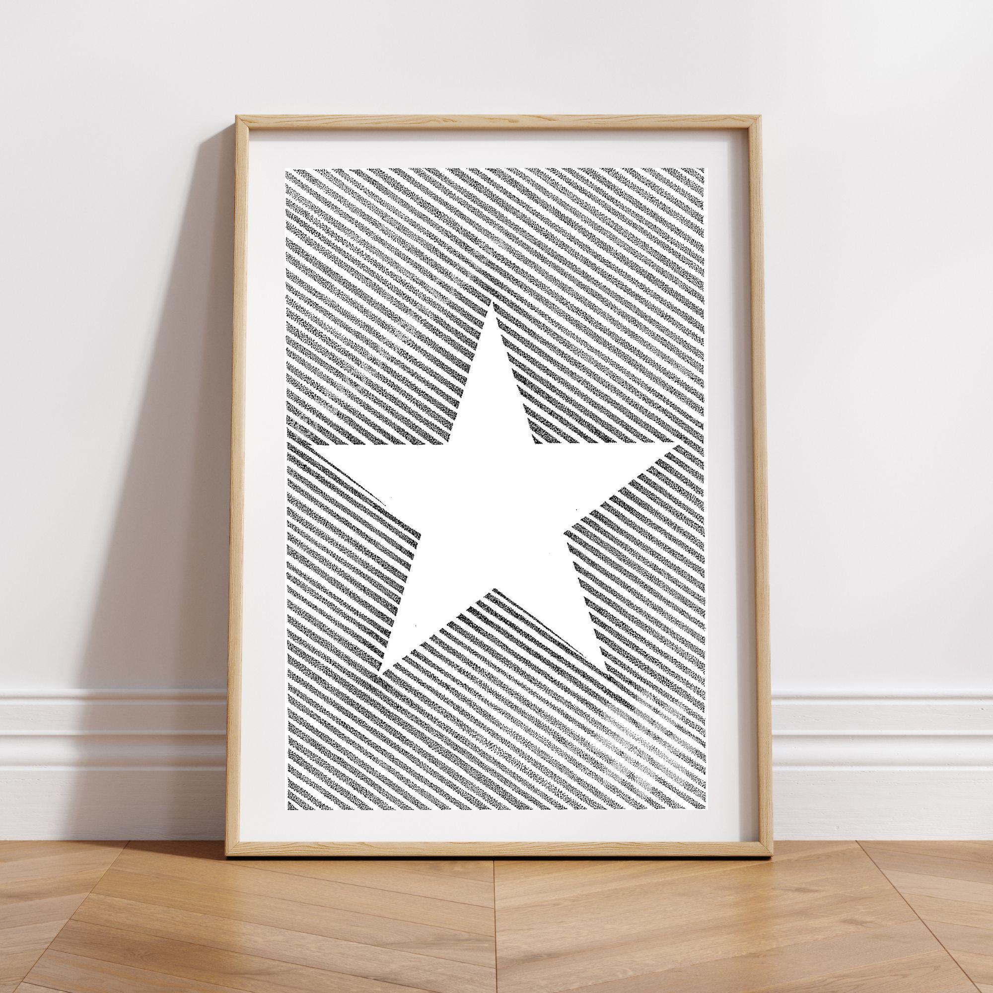A4 Star Art Print, Star Picture, Star Print, Star Wall Art, Dot Art ...