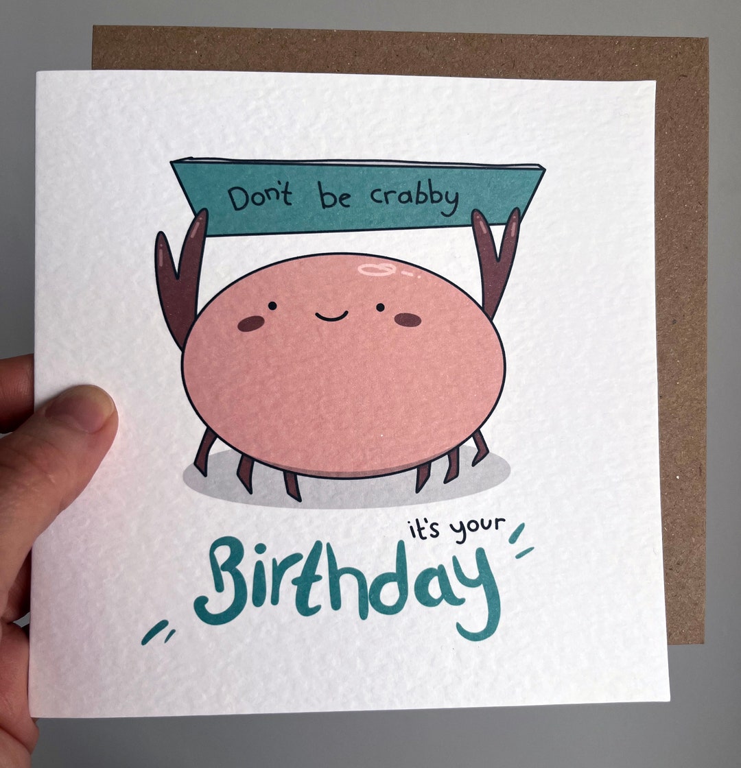 Crabby Birthday Card Featuring Cute Crab - Etsy