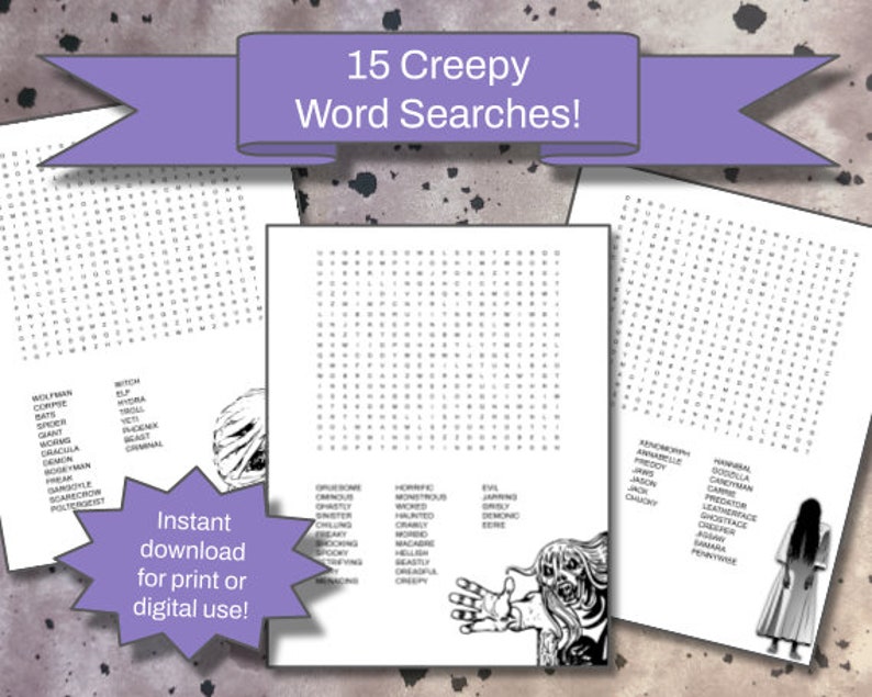 15 Creepy Word Searches Printables Digital Download PDF File - Etsy