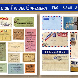 Printable Vintage Travel Ephemera Bundle - Over 100+ Travel Items ...