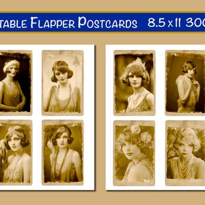 Vintage Style Flapper Postcards, Digital Printable Cards, Scrapbooks ...