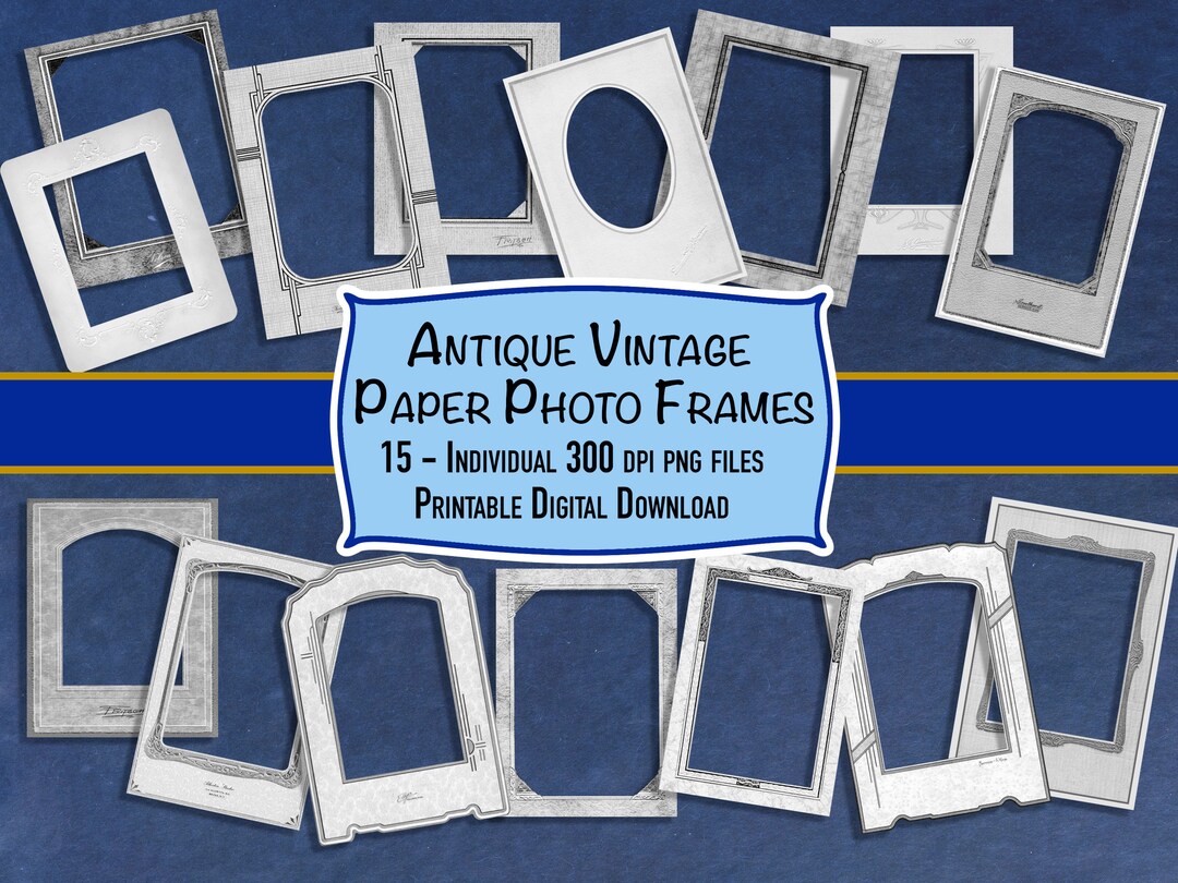 White Vintage Paper Photo Frames, Instant Digital Download, Ephemera ...