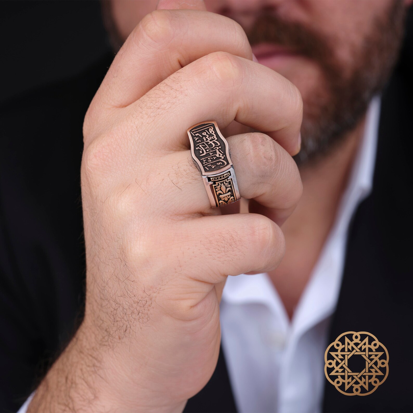 Islamic Man Ring - 925K Sterling Silver Ring- Ottoman Style Ring ...