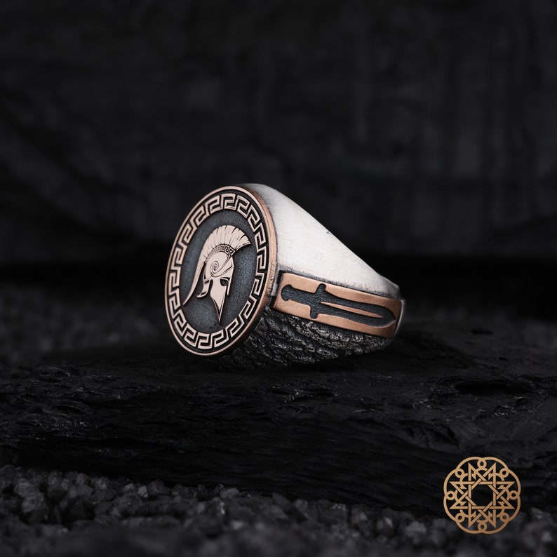 Roman Soldier Ring, Engrave Art Ring, Mens Sterling Silver Band, Sword ...