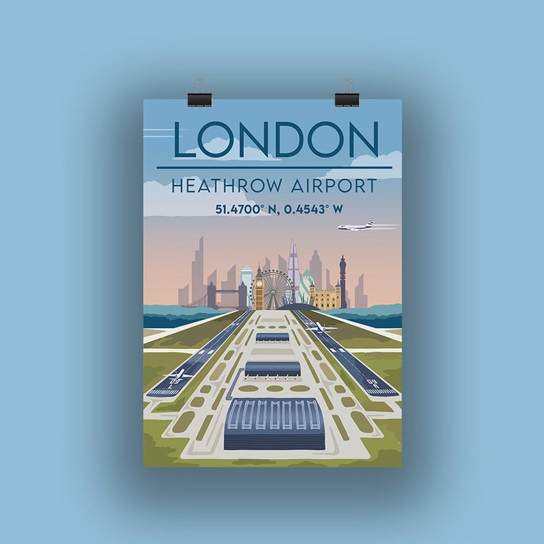 London Heathrow Airport Poster: British Airways LHR Wall Art - Etsy