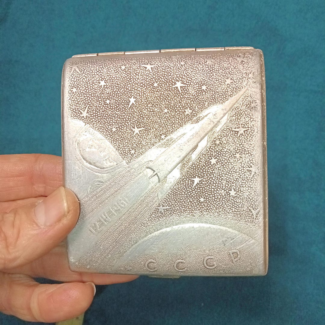 Vintage Cigarette Case,soviet Cosmos, 1961s, Vintage Authentic Soviet ...