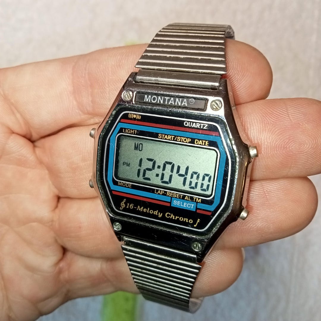 Montana Working Digital Men's Watch LCD Wrist Watch 80s Electronic ...