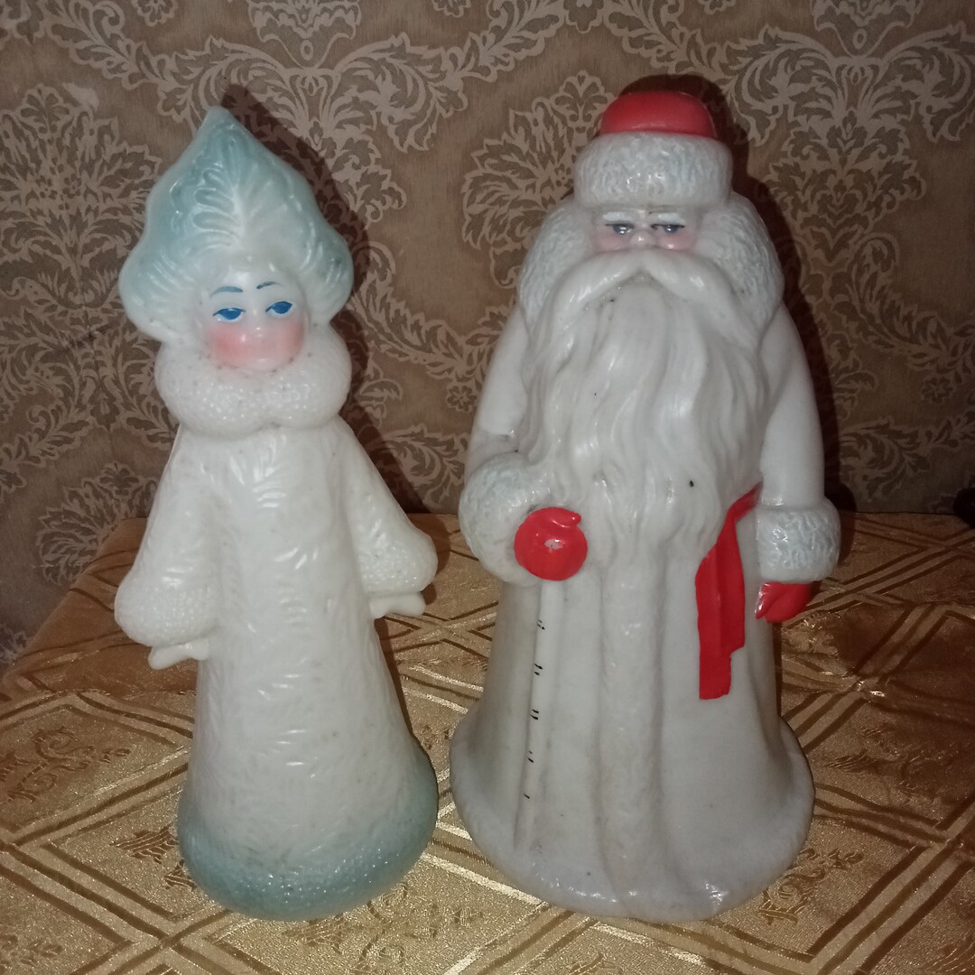 Rare Soviet Plastic Ded Moroz and Snegurochka 70s,christmas Present,ded ...