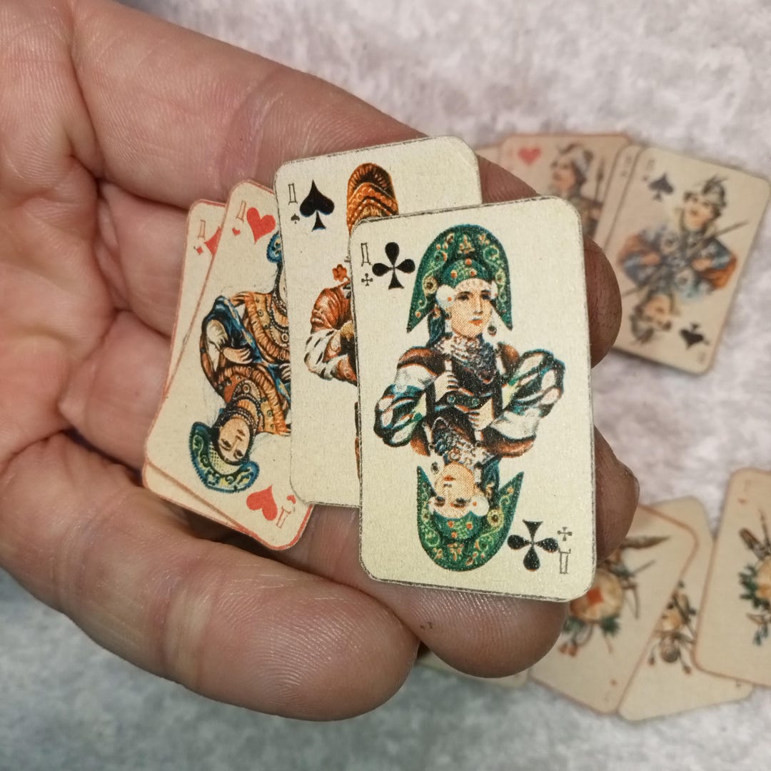 Vintage Soviet Mini Playing Cards, 3.5x2cm,vintage 80s Cards,, USSR ...