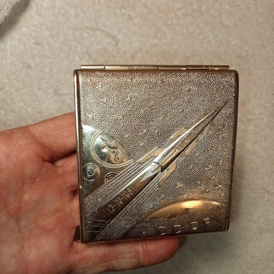 Vintage Cigarette Case,soviet Cosmos, 1961s, Vintage Authentic Soviet ...