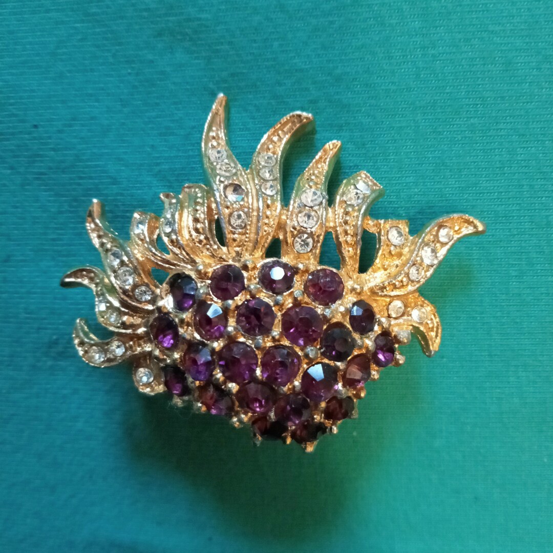 Vintage Czech Glass Brooch Vintage Edelweiss Flower Brooch, Dark Red ...