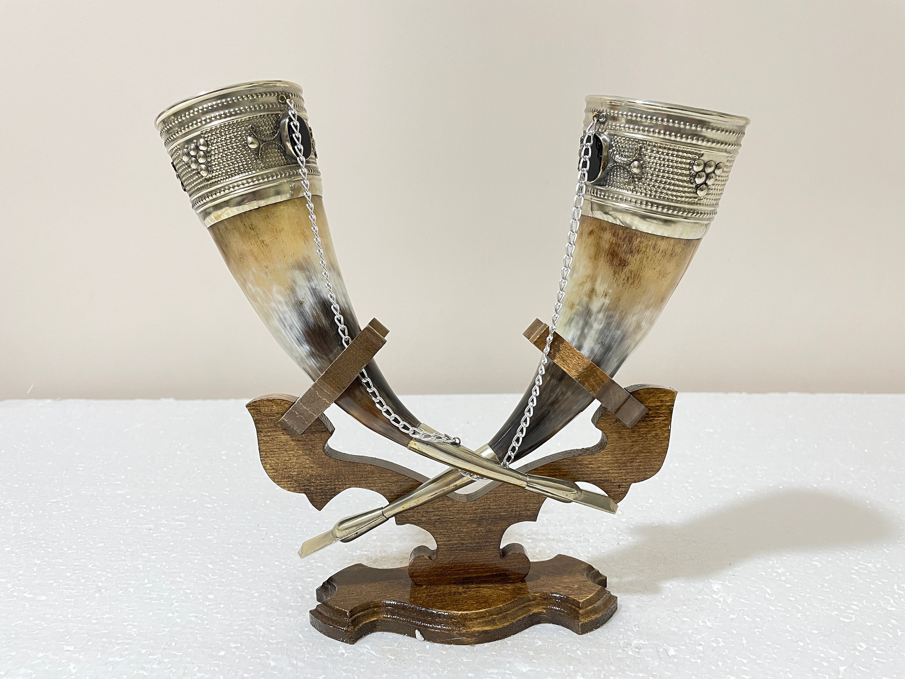 Viking Drinking Horn with Stand for Wedding Groomsmen Best | Etsy