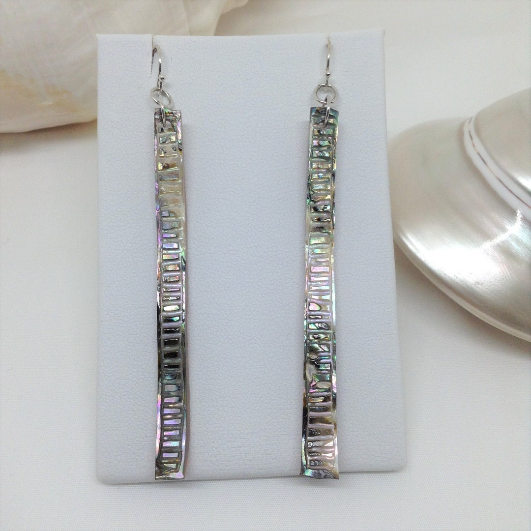 Hand Carved Cut Abalone Shell Earrings, Marquesan Polynesian Ocean ...