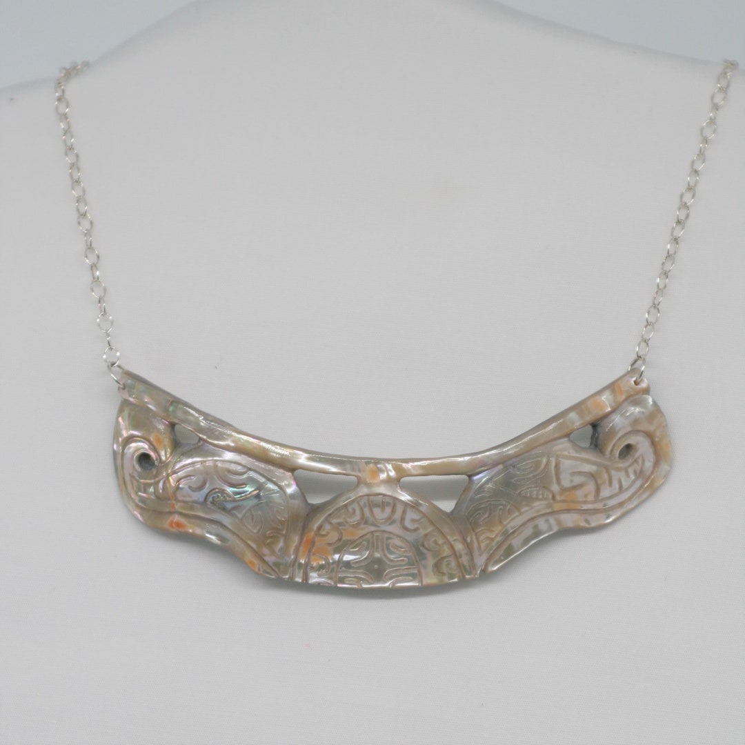 Abalone Hand Carved Shell Necklace Marquesan Cross Polynesian Hawaiian ...