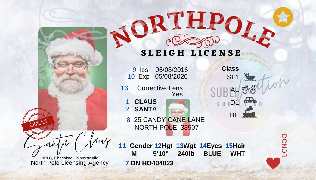 Santa License INSTANT DOWNLOAD - Etsy