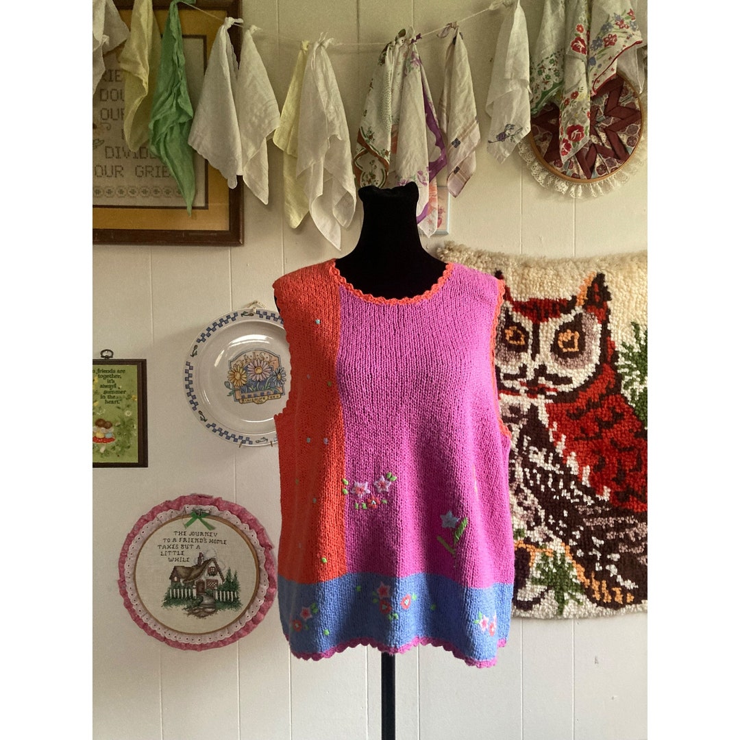 Y2K Kidcore Clowncore Colorblock 100% Cotton Sweater Vest With - Etsy